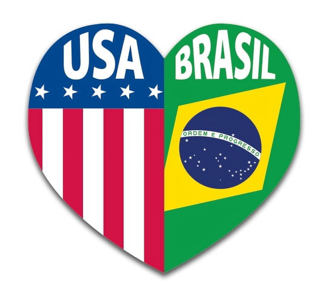 USA Brazil Heart Bumper Sticker - Walmart.com