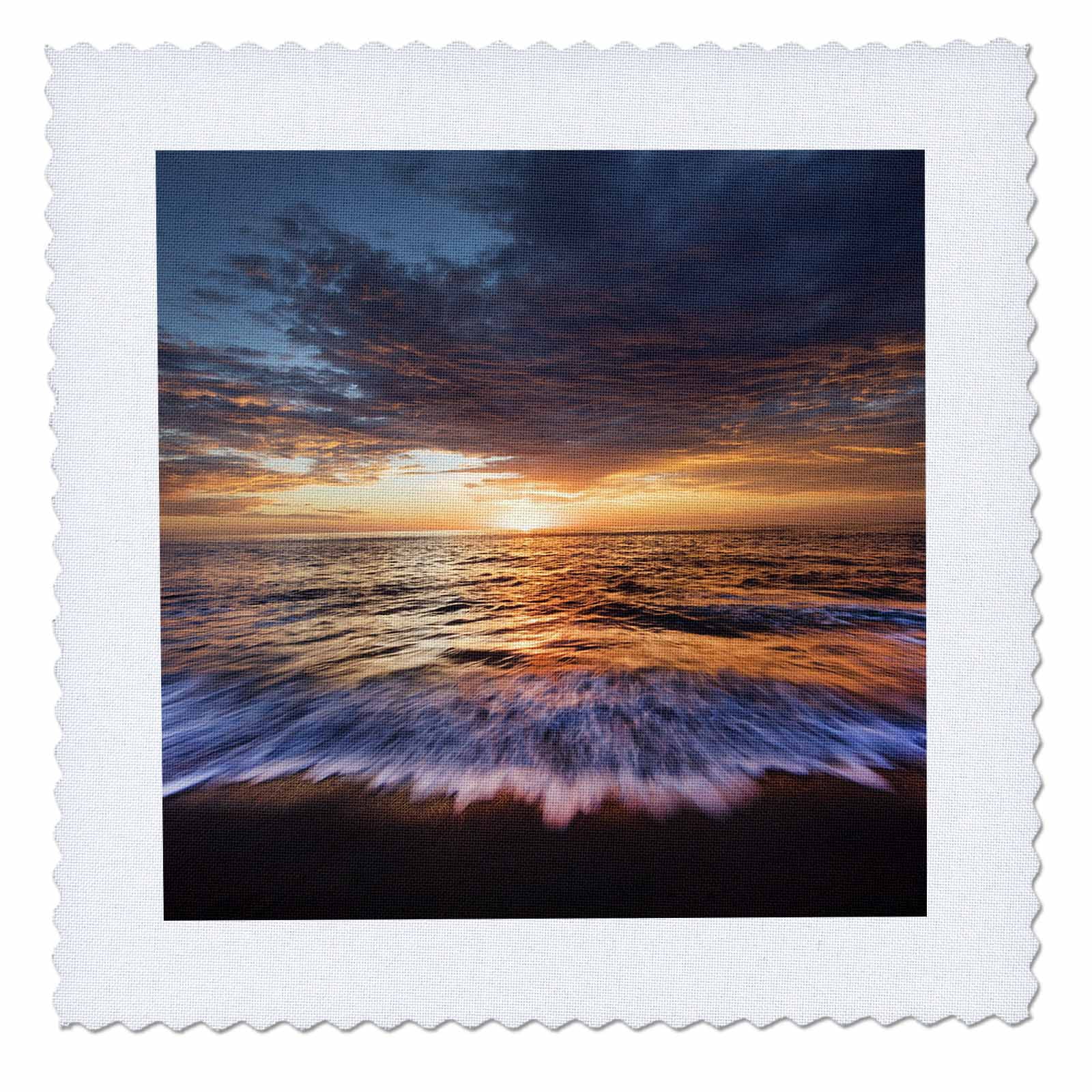 3dRose, USA, California, La Jolla. Sunset over beach. , 6x6 inch quilt ...