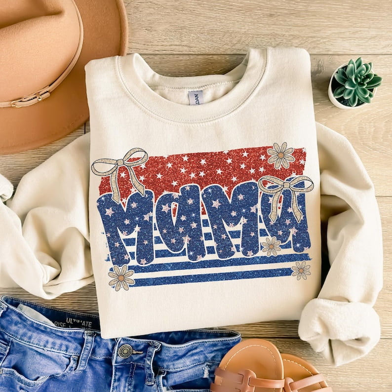 USA Checkered Leopard Print Sweatshirt, Patriotic Stars and Stripes 4th ...