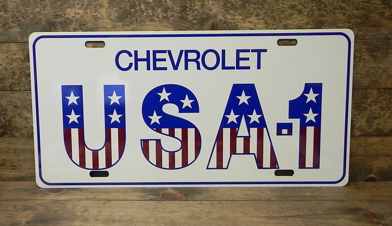 USA Chevrolet Supersized License Plate Metal Sign - Red, White, Blue ...