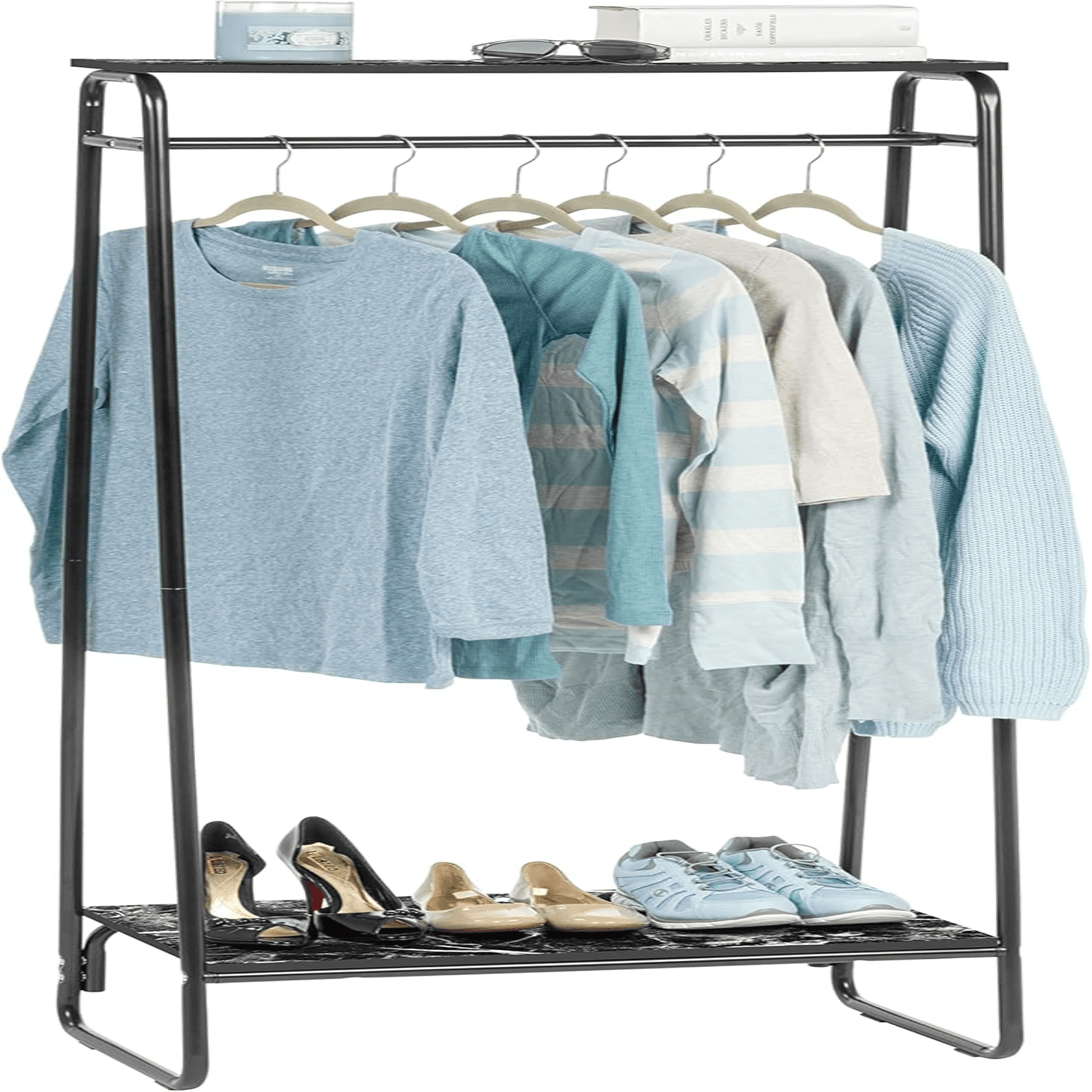 USA Clothes Rack for Hanging Clothes with 2 Shelves Freestanding ...