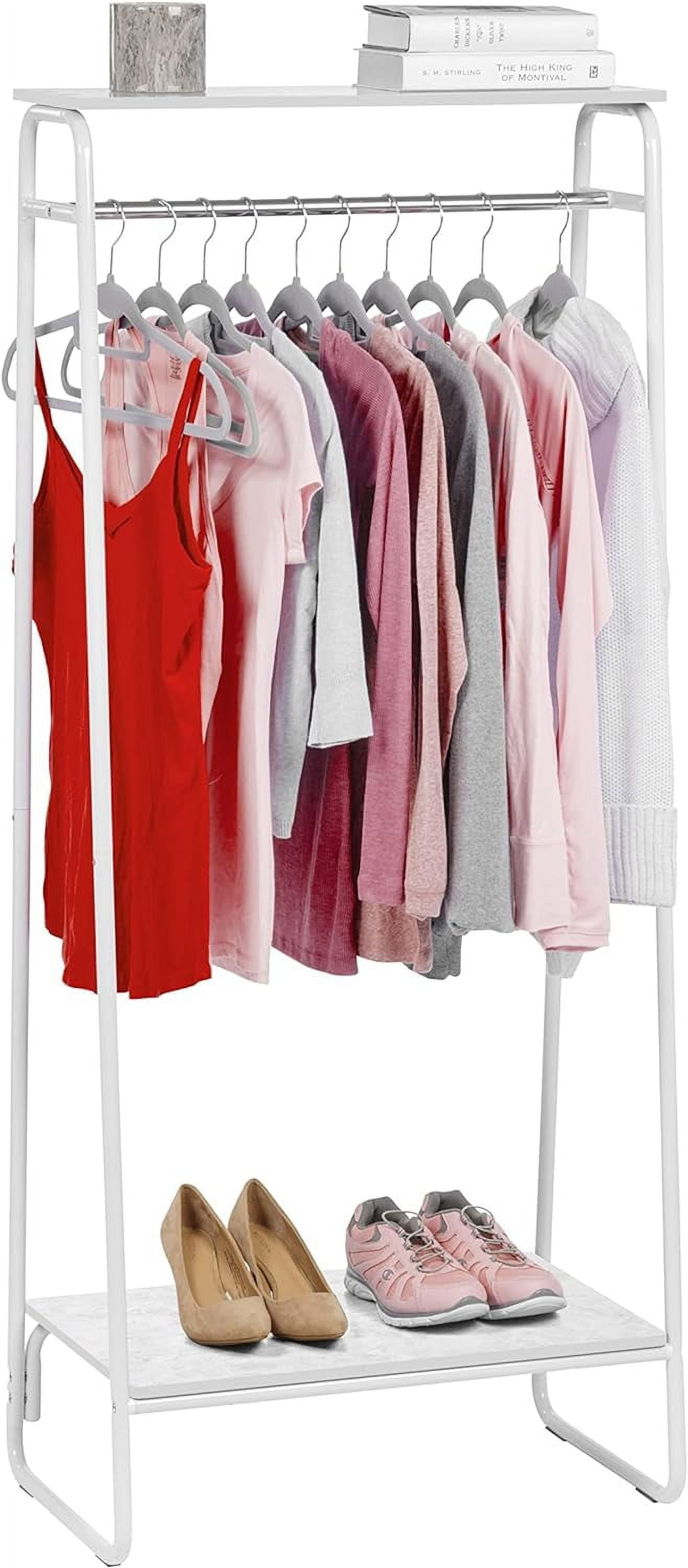 USA Clothes Rack for Hanging Clothes with 2 Shelves Freestanding ...