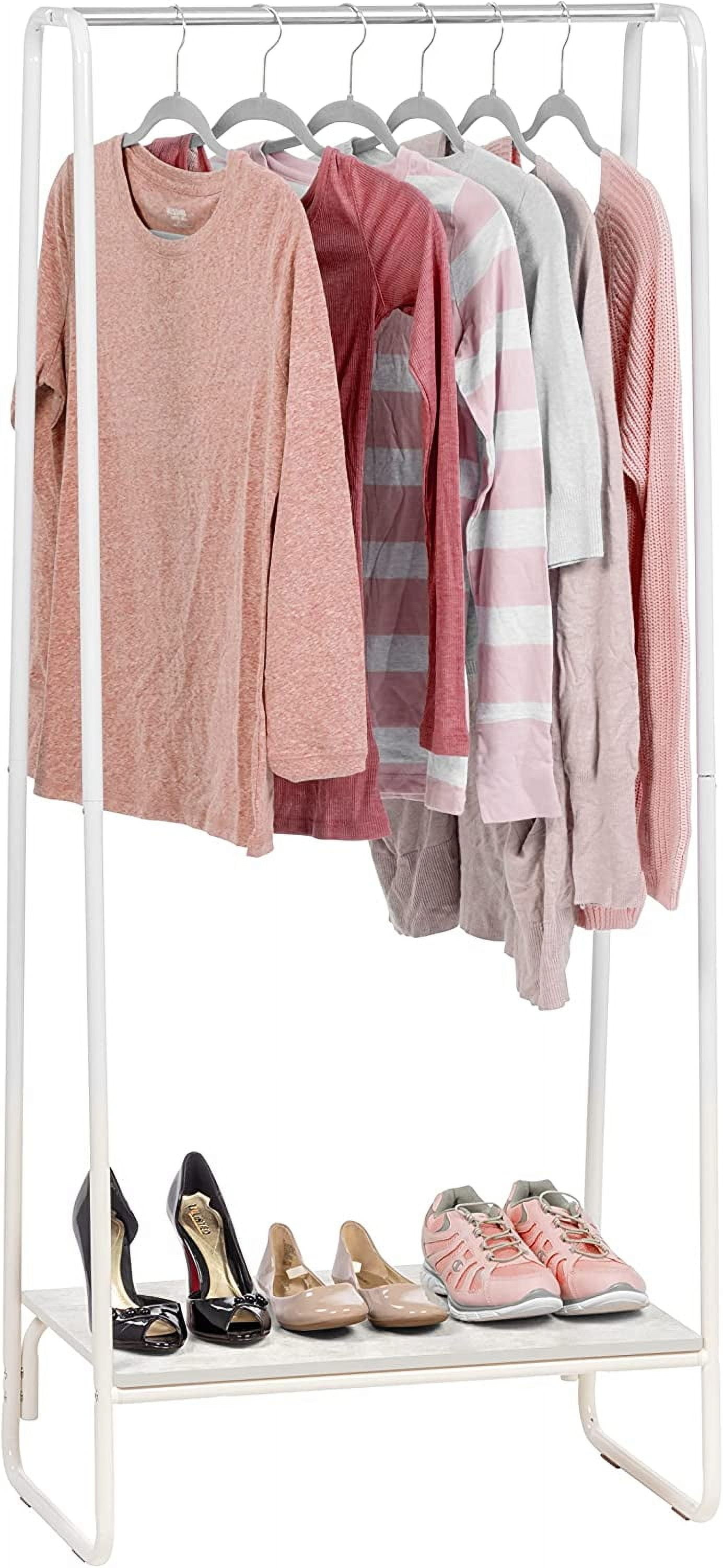 USA Clothes Rack for Hanging Clothes with 2 Shelves, Freestanding ...