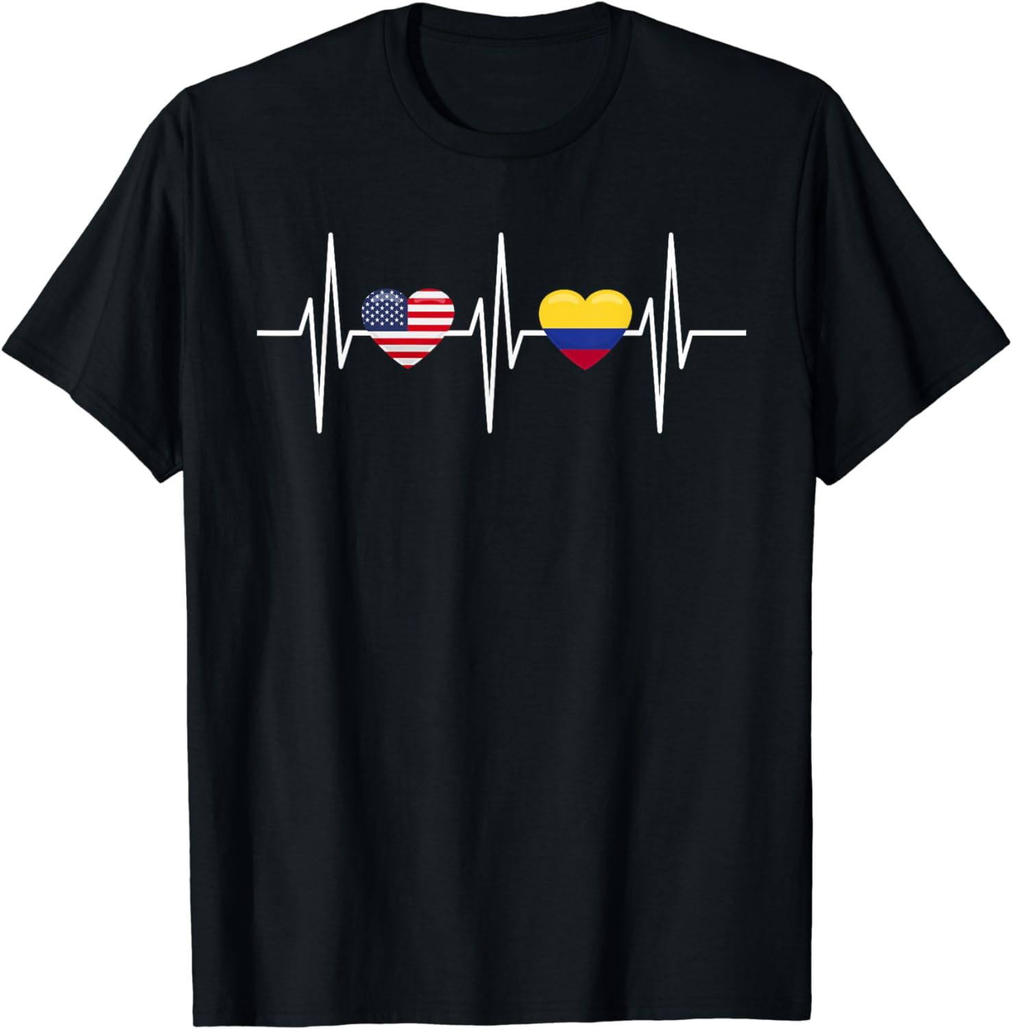 USA Colombia Shirt Heartbeat America Colombian Flag Heart T-Shirt ...
