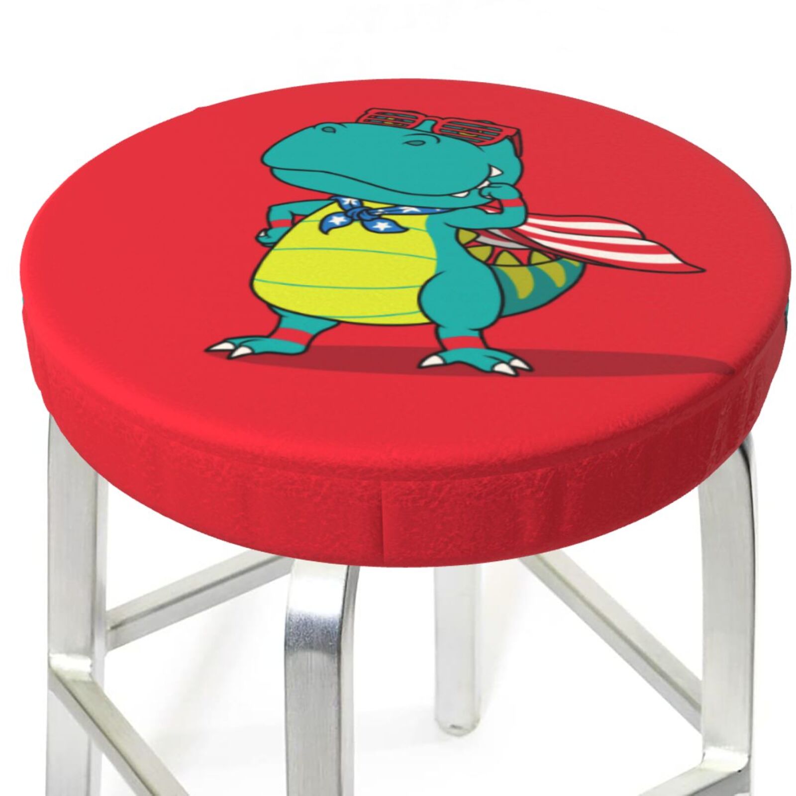USA Confident Superhero Dino Round Bar Stool Covers, Soft Velvet Bar ...