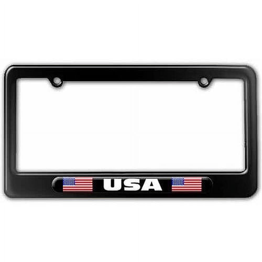 USA Country Flag, Black Double License Plate Tag Frame, Multiple Colors ...