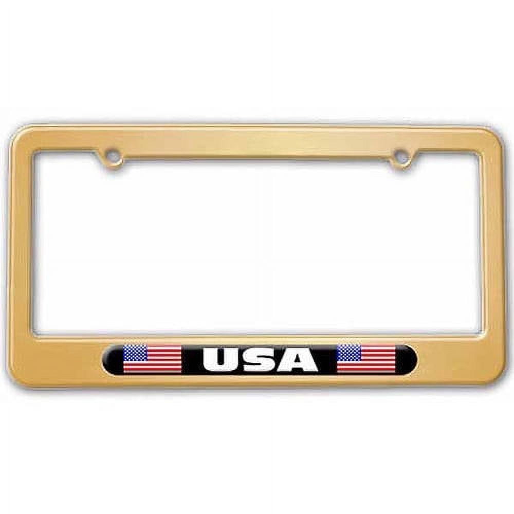 USA Country Flag, Black Double License Plate Tag Frame, Multiple Colors ...