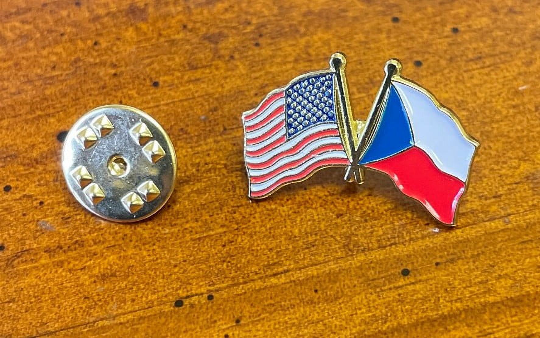 USA & Czech Republic flag friendship flag pin hand stamped and baked ...