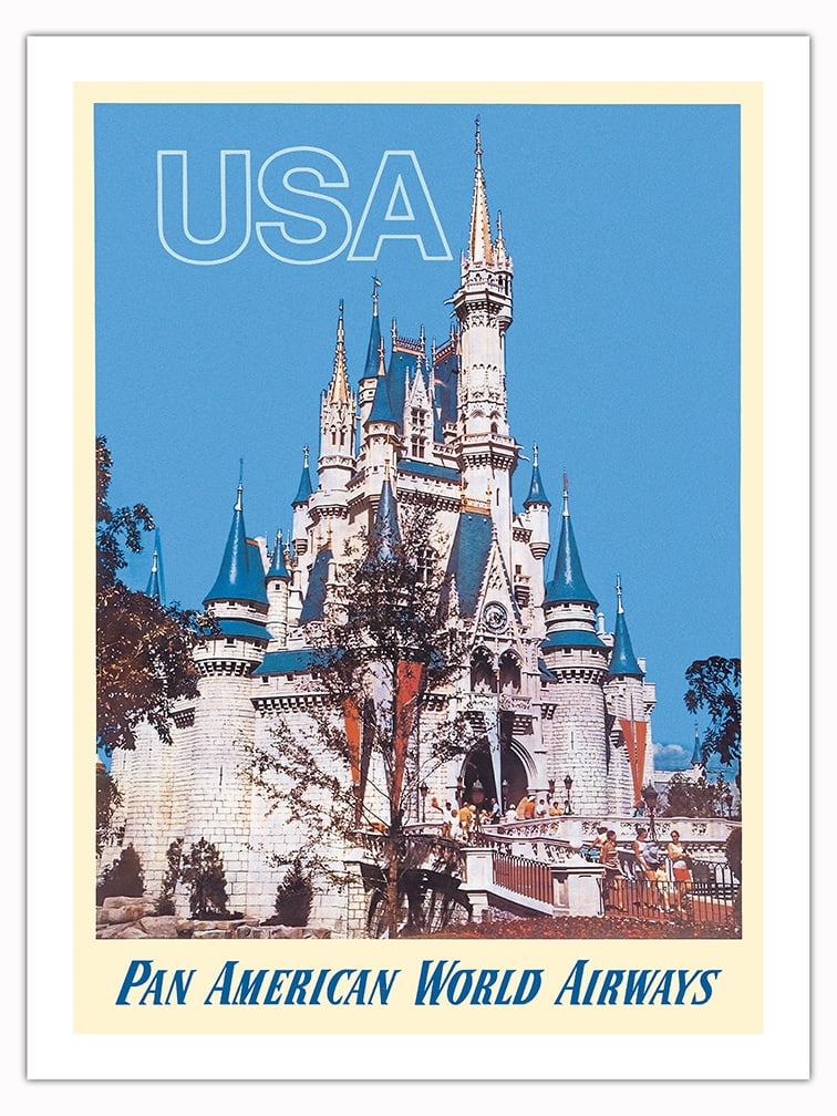 USA Disneyland - Pan American World Airways - Vintage Airline Travel Poster c.1970 - Fine Art ...