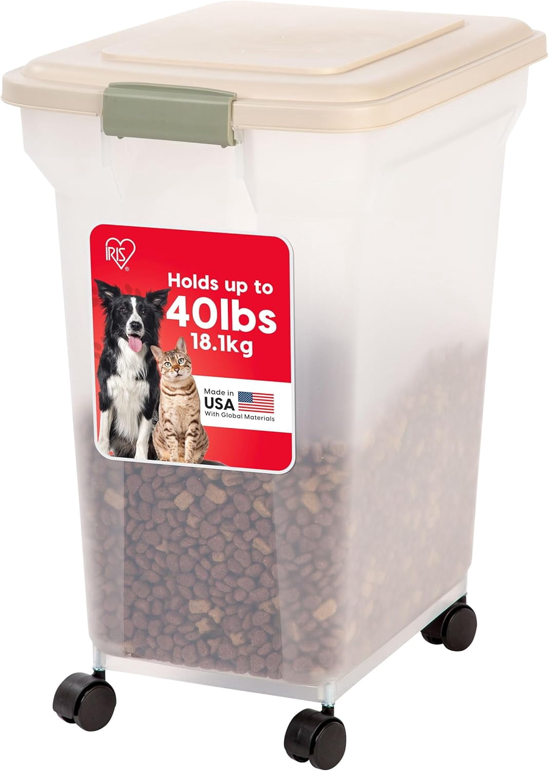 USA Dog Food Storage Container Attachable Wheels, & Included Scoop, for ...