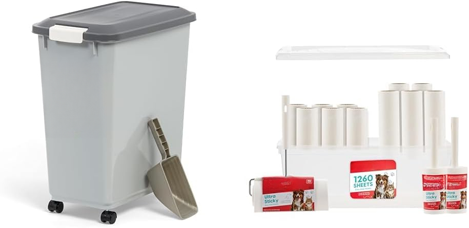 USA Dog Food Storage Container with Wheels, Airtight Lid, 2-Cup Scoop ...