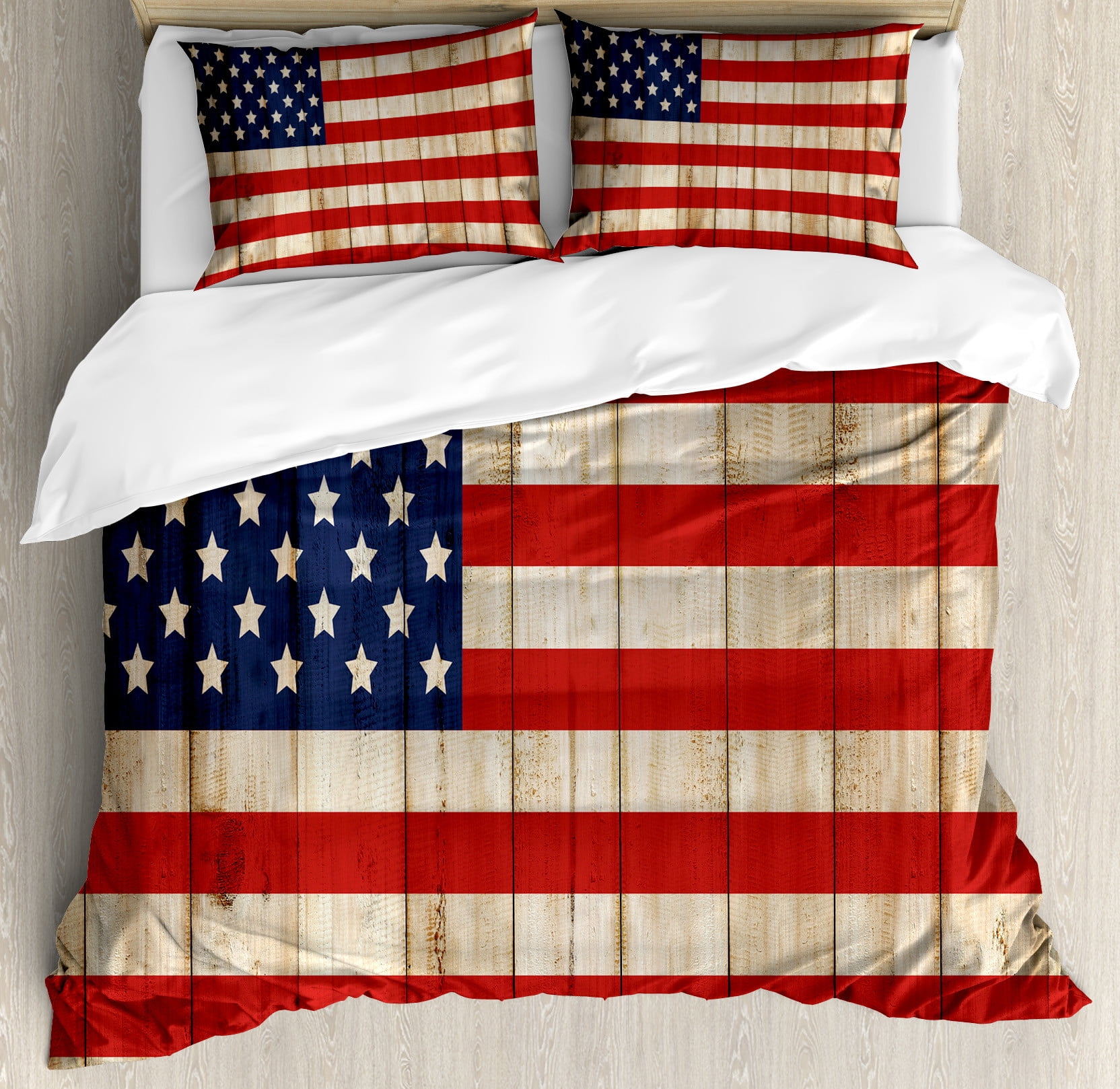 USA Duvet Cover Set, Fourth of July Independence Day Damaged Wooden ...