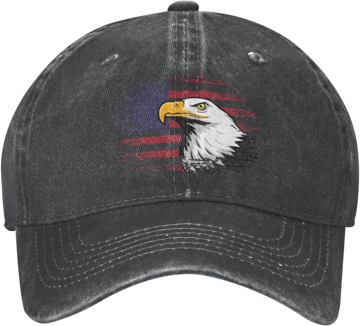 USA Eagle Cool Flag Distressed Adjustable Washed Denim Low Profile Mens ...