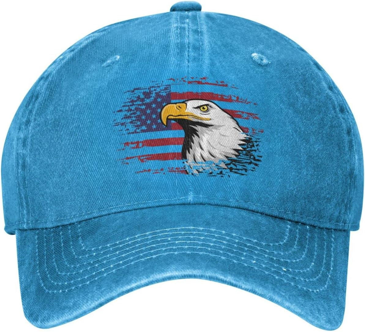 USA Eagle Cool Flag Distressed Adjustable Washed Denim Low Profile Mens ...