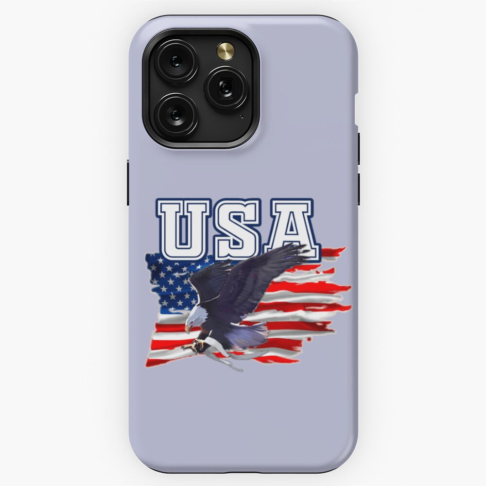 USA Eagle with Flag Red Blue Flying Symbol Art iPhone Case 17 to 11 Pro ...