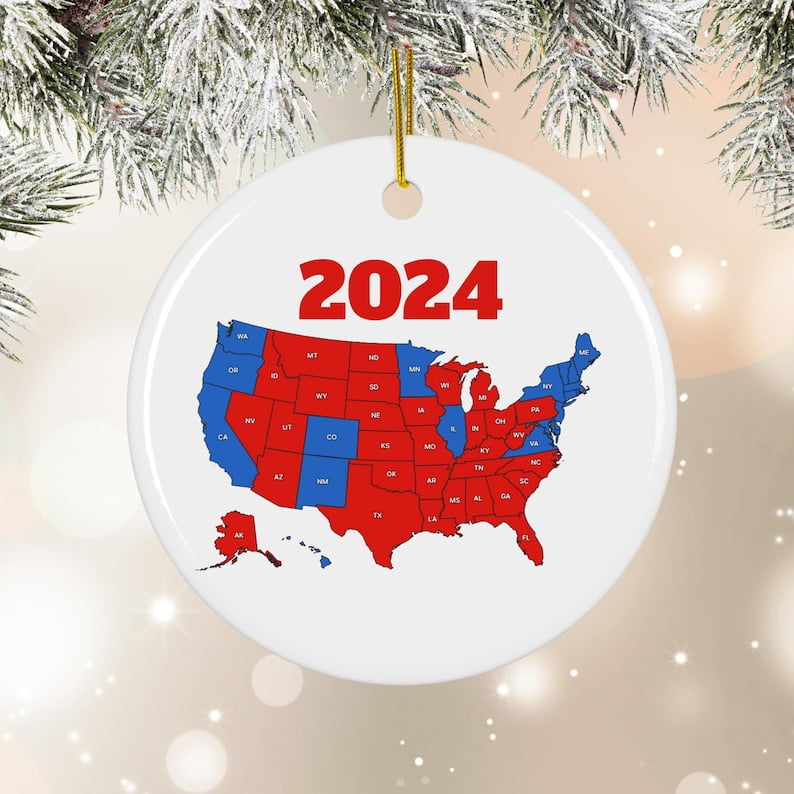 USA Electoral Map 2024 Election American President Red Wave Ceramic ...