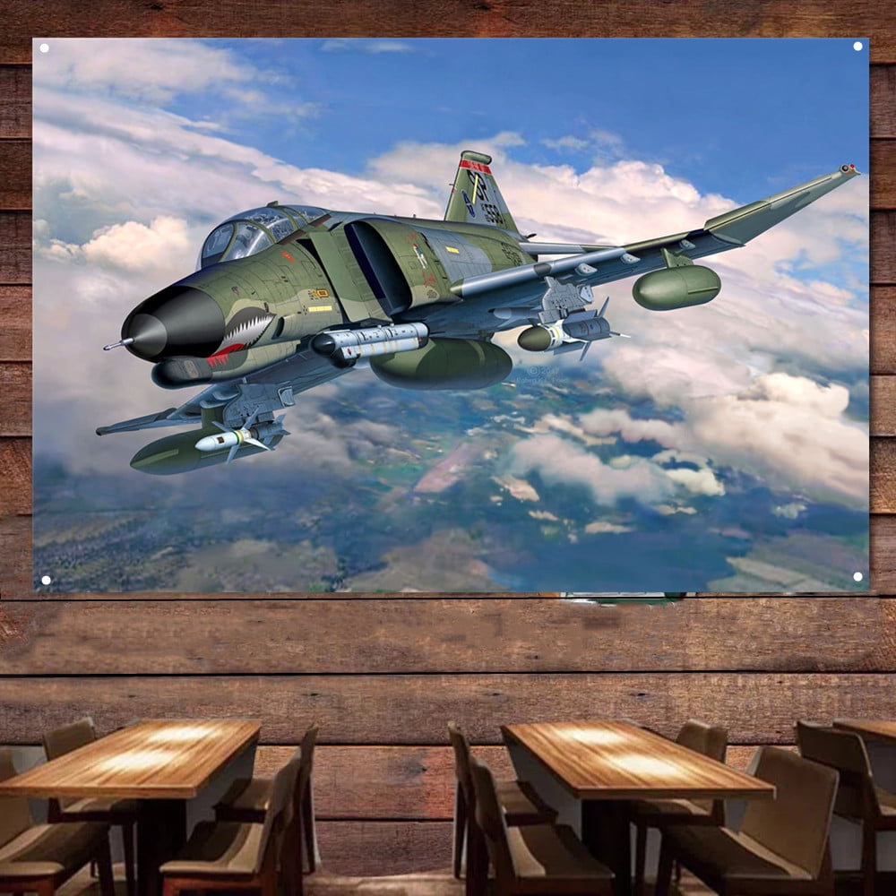 USA F-4G Phantom II Fighter Jet Banner & Flag - Aviation Military Wall ...