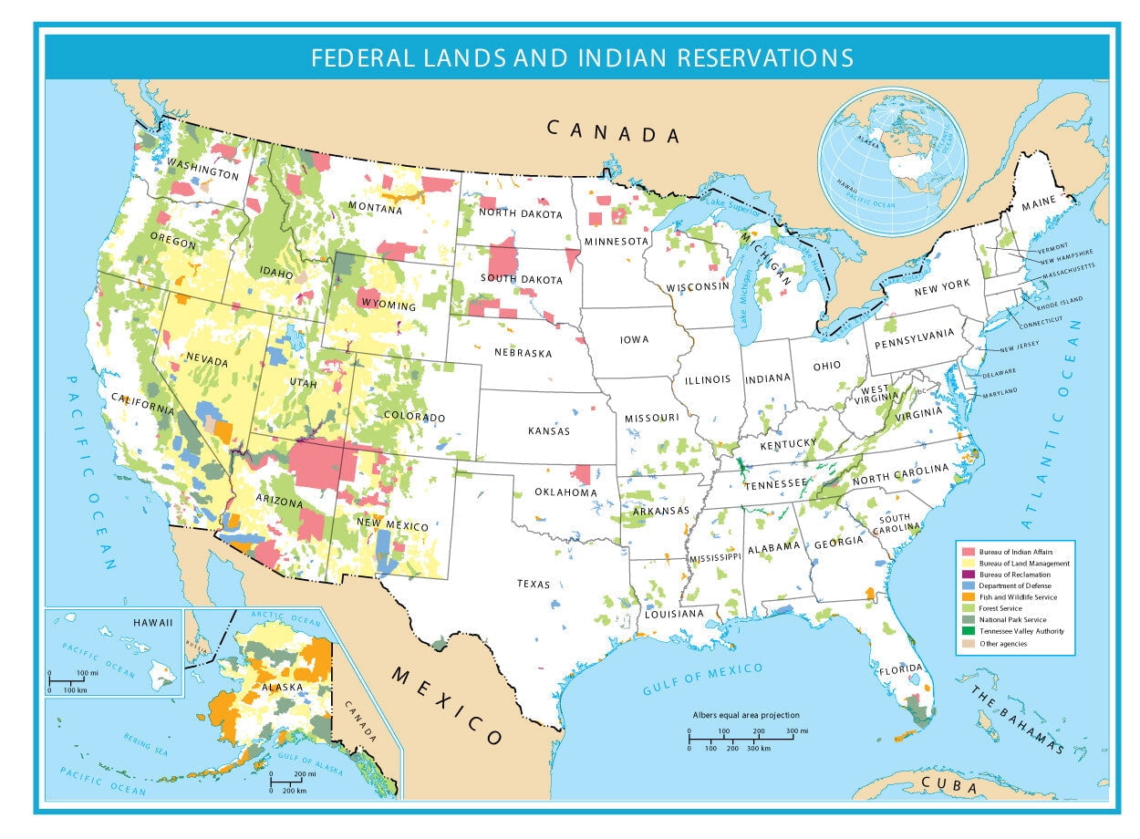 USA Federal Lands Map GLOSSY POSTER PICTURE PHOTO PRINT BANNER ...