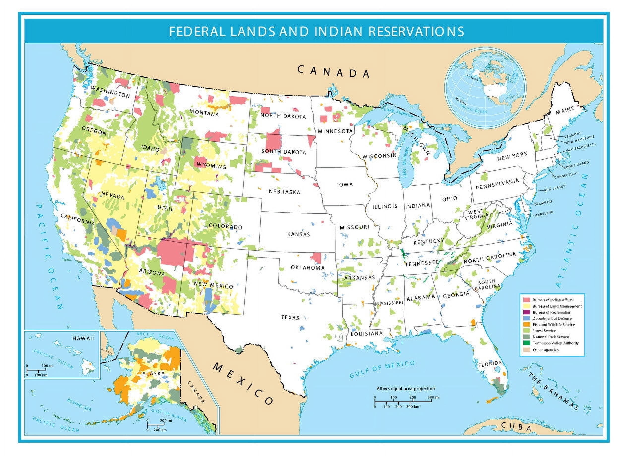 USA Federal Lands Map GLOSSY POSTER PICTURE PHOTO PRINT BANNER ...