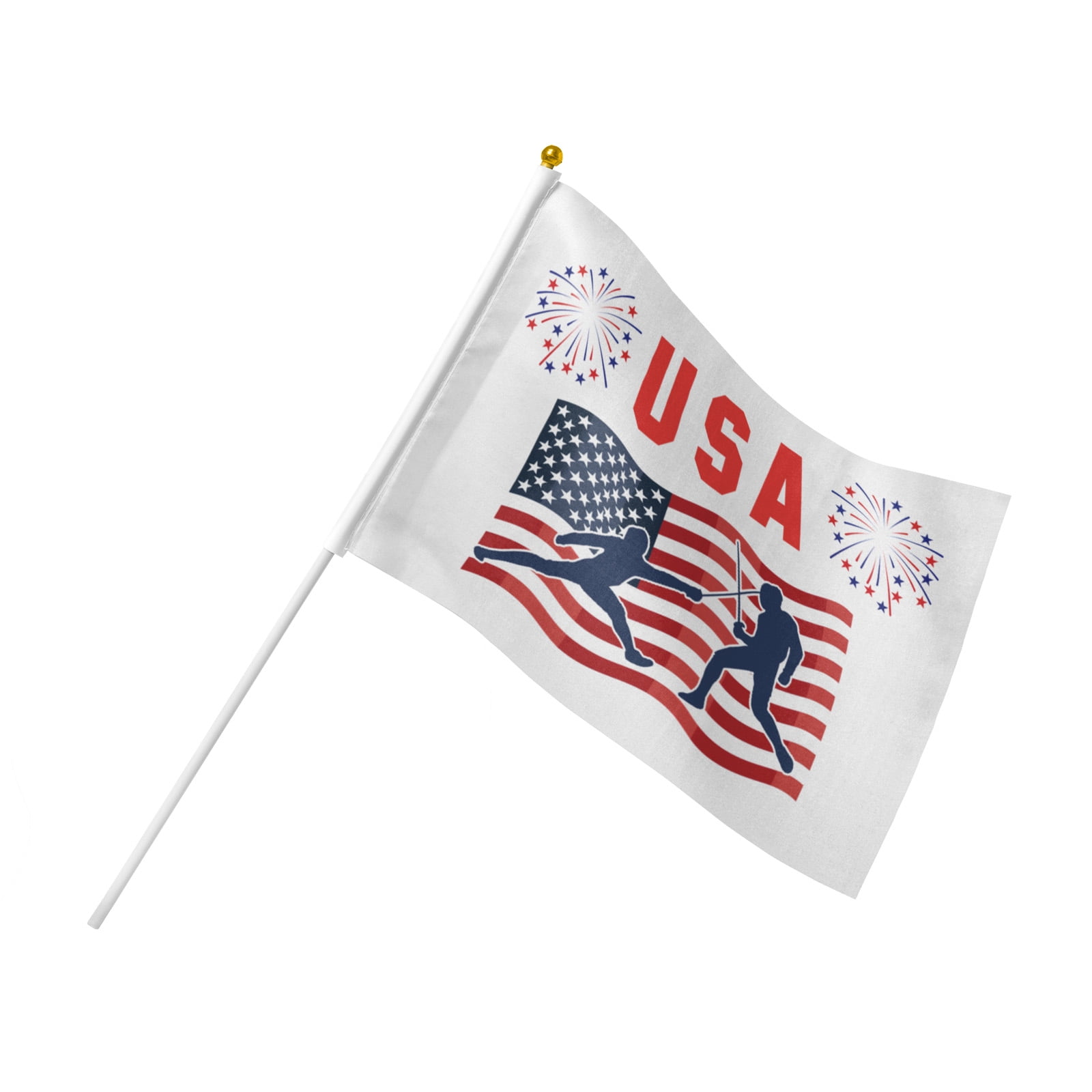 USA-Fencing Double Sided Hand Waving Flag - Premium Polyester Flags for ...