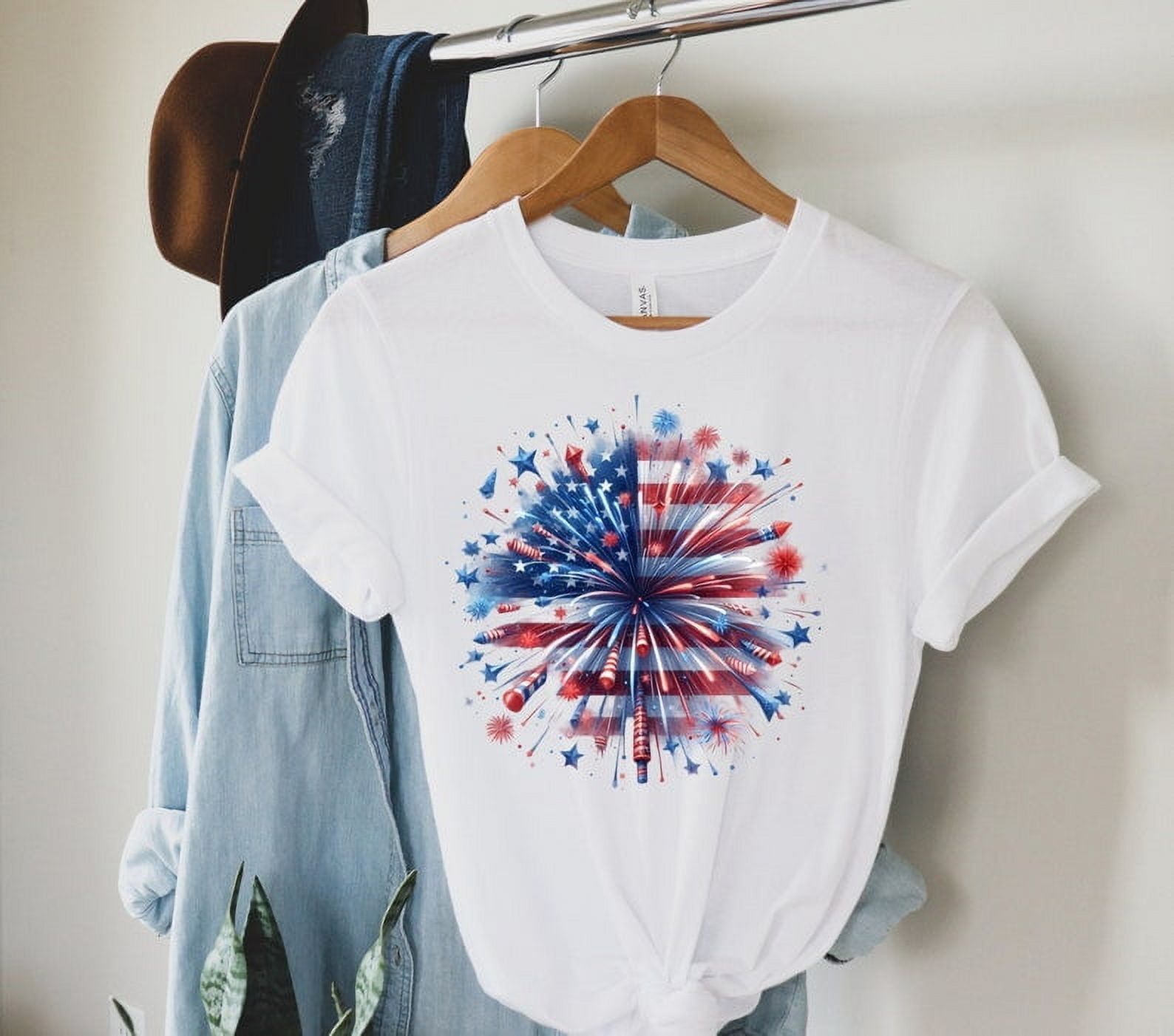 USA Firework Women T-shirt, 4th Of July T-shirt, Independence Day T ...