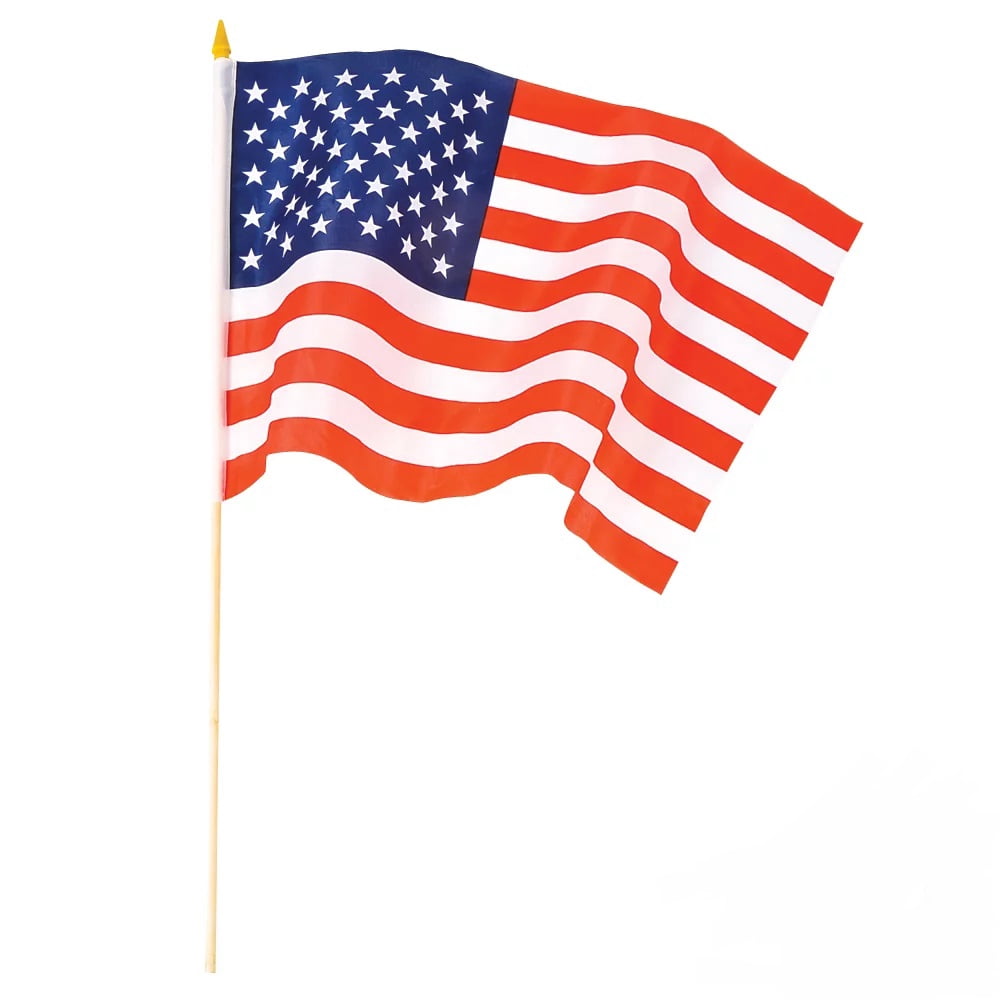 USA Flag 12" x 18" on Wooden Pole Pack of 12, Party Favors, Decorations ...