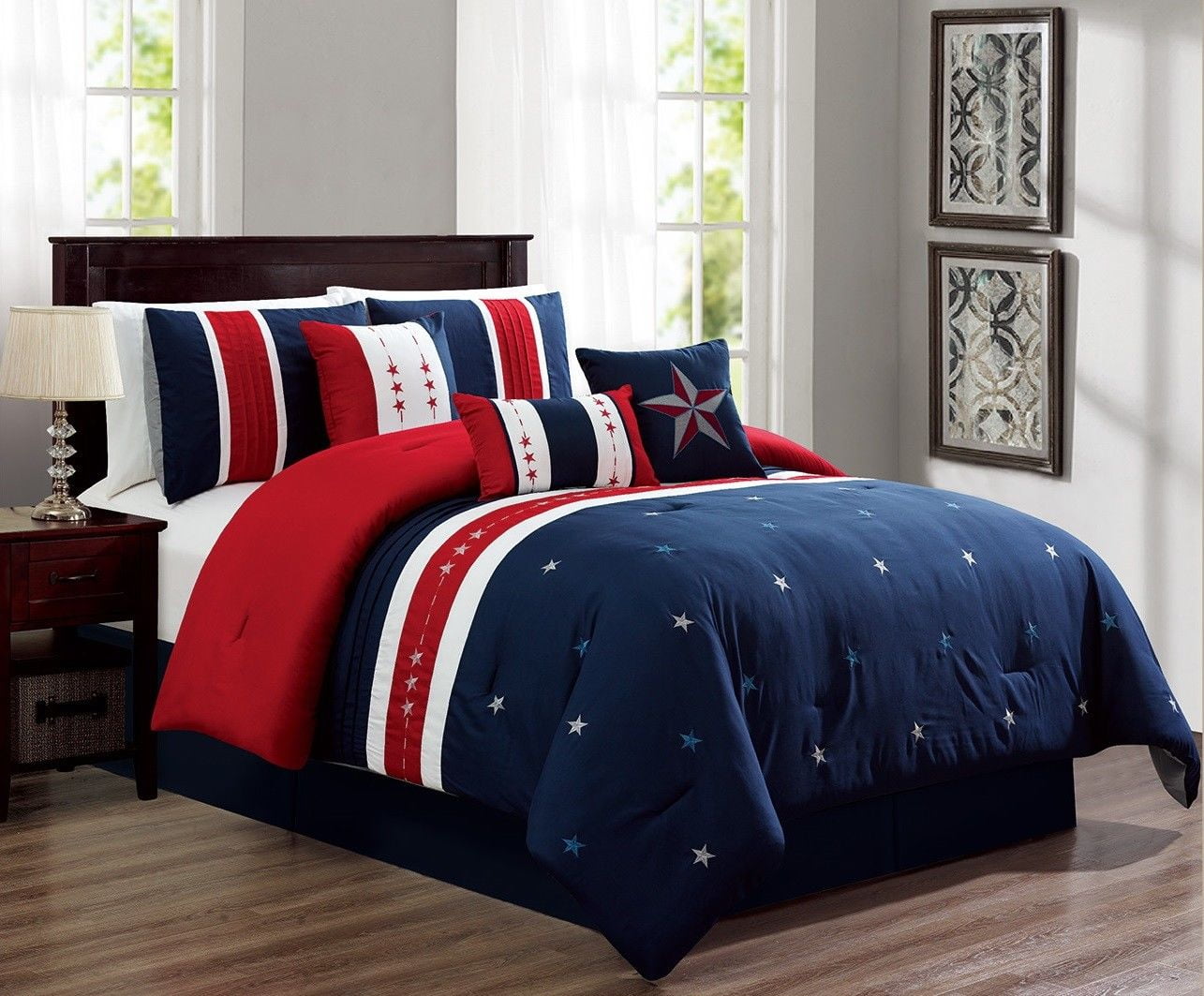 Walmart USA Flag 8-Piece Luxurious Embroidered Comforter Set, Full Size ...