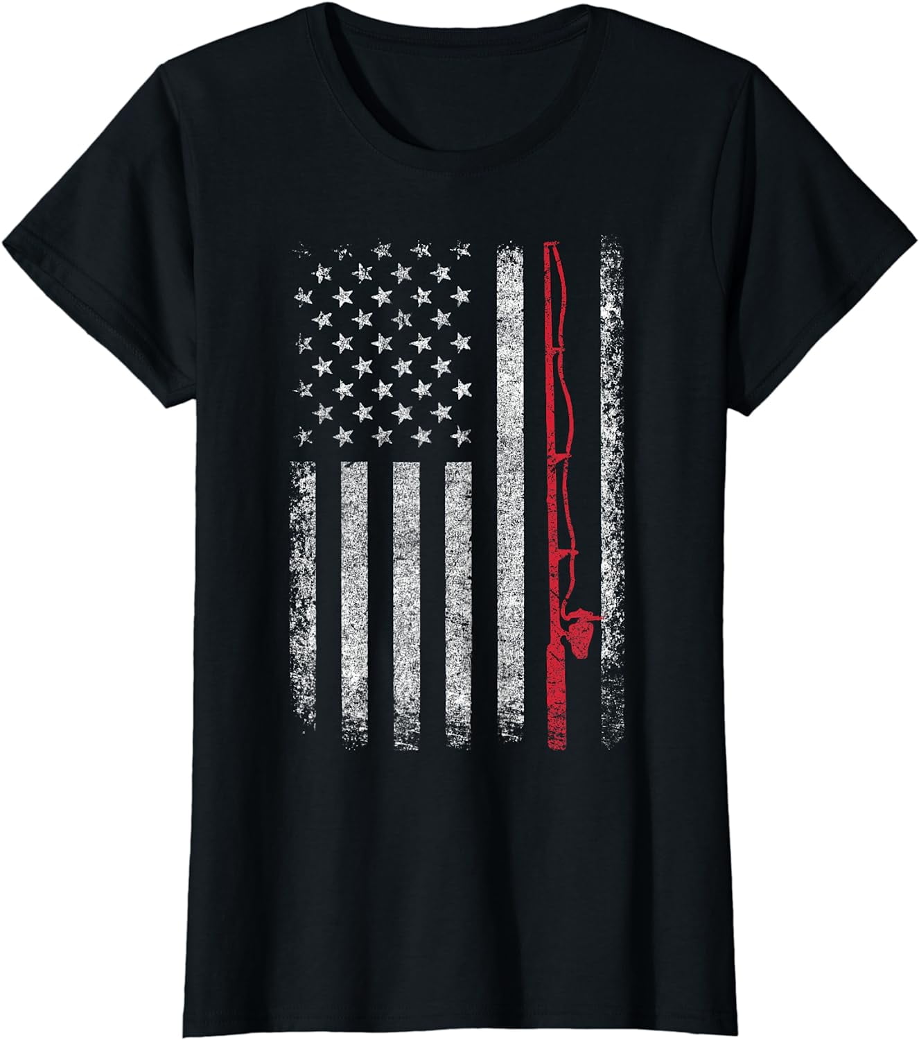 USA Flag American Flag Fishing Rod Fishing Lover 4th of July T-Shirt ...