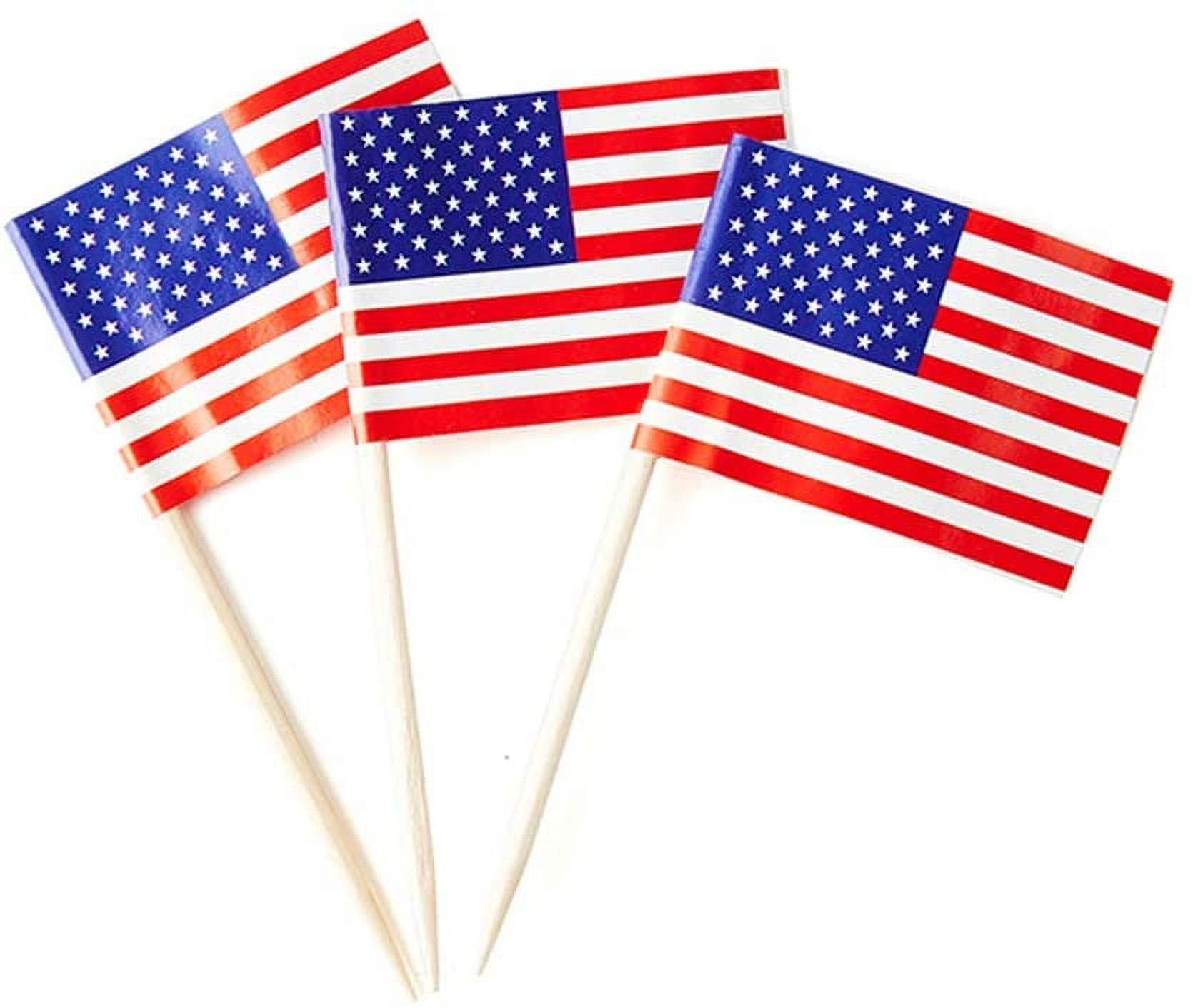 USA Flag American Small Toothpick Mini Stick Flags Decorations (100 pcs ...