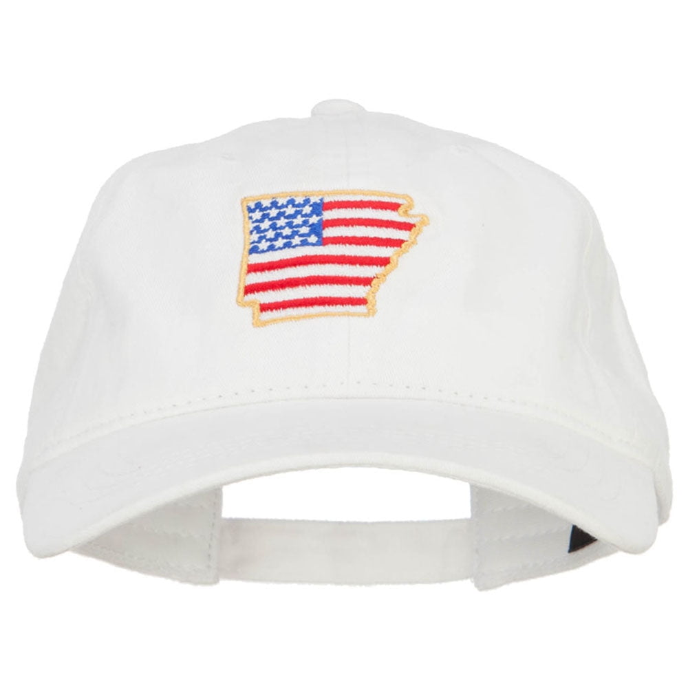 USA Flag Arkansas Map Embroidered Washed Buckle Cap - White OSFM ...