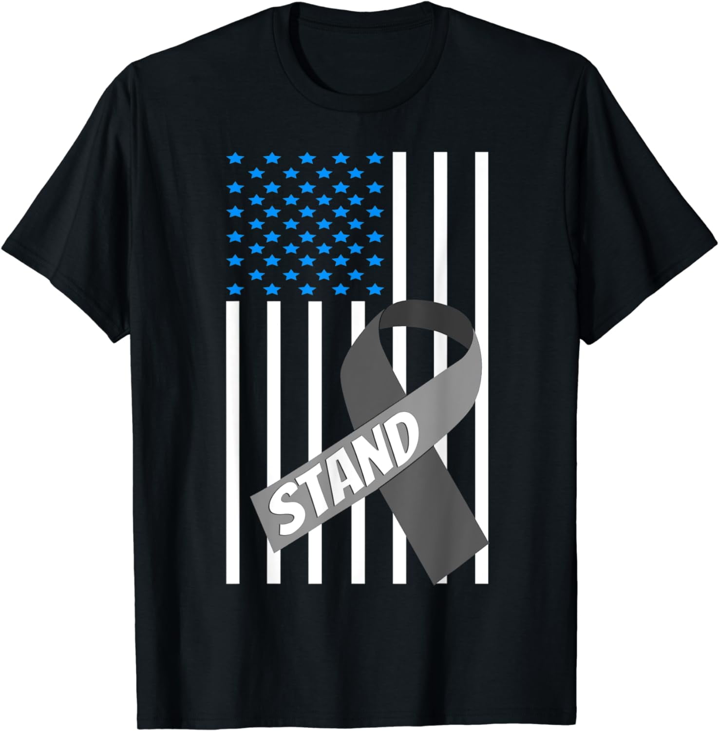 USA Flag Asthma Shirt Grey Ribbon Asthma Awareness T-Shirt - Walmart.com