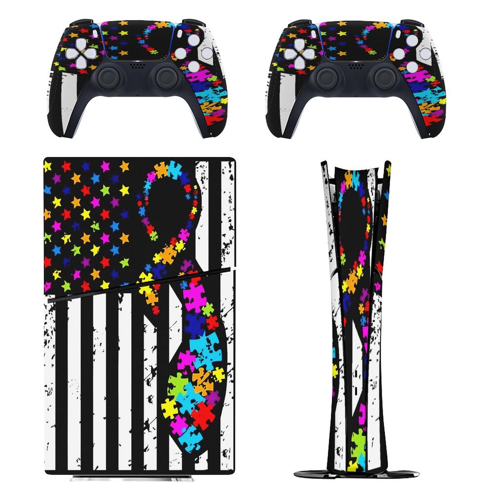 USA Flag Autism PS5/PS5 Pro/PS5 Slim Digital Disc Skin Sticker For ...