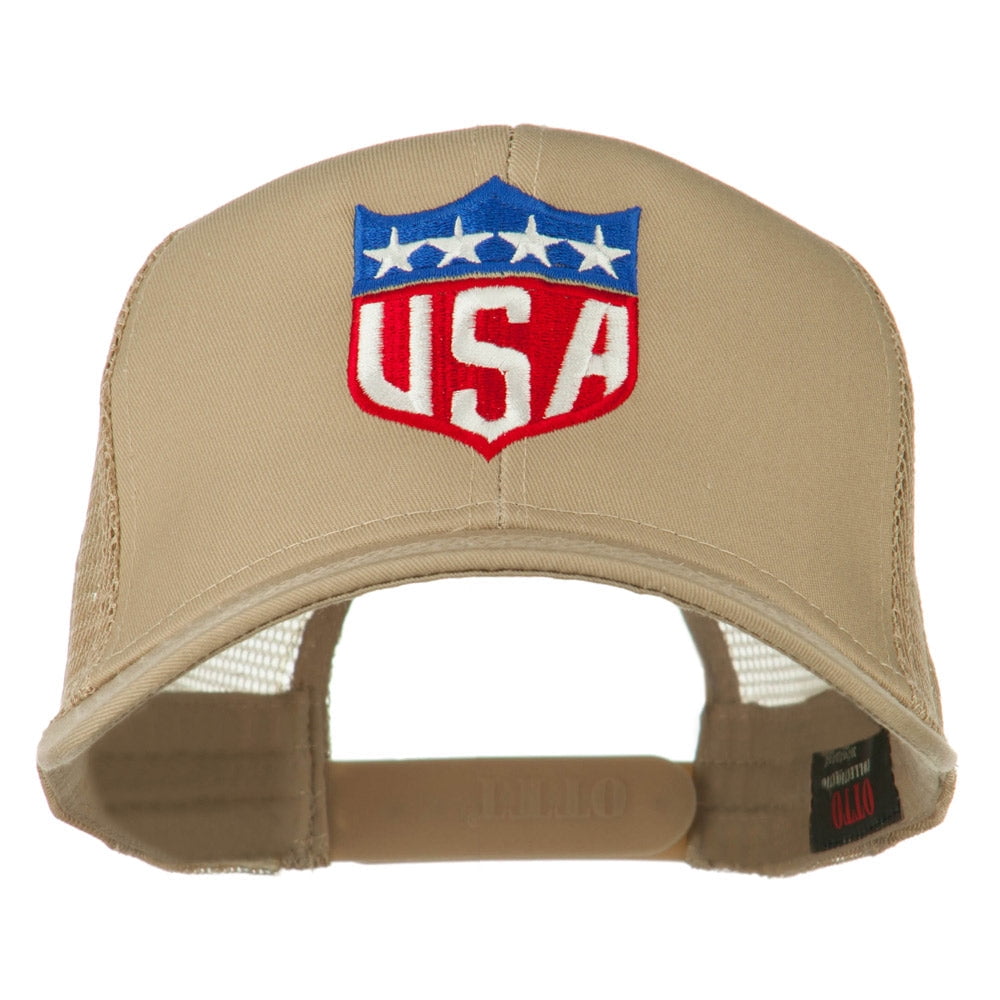 USA Flag Badge Embroidered Mesh Back Cap - Khaki OSFM - Walmart.com