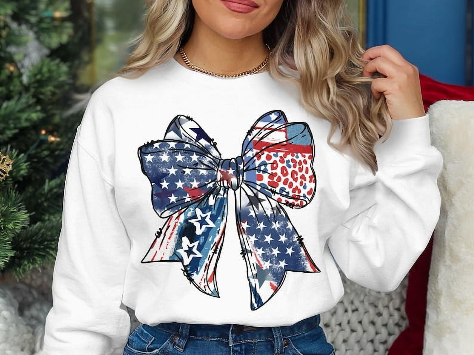 USA Flag Coquette, 4th of July Cute Preppy, Fourth of July Bow American ...