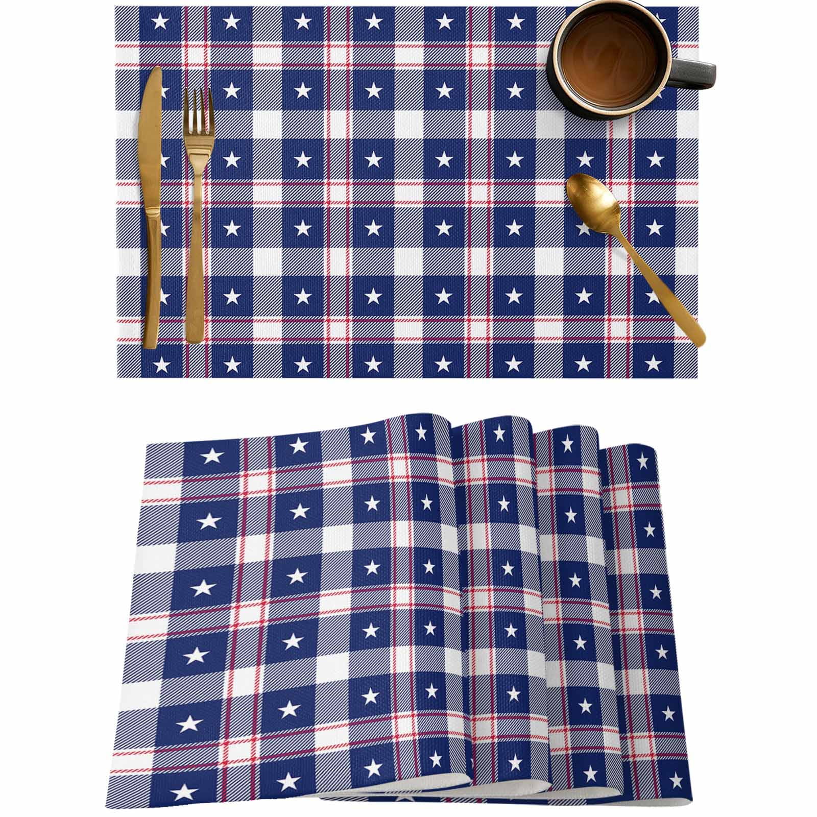 USA Flag Day Patriotic Placemats Set of 4,Wipeable Washable Table Mats ...