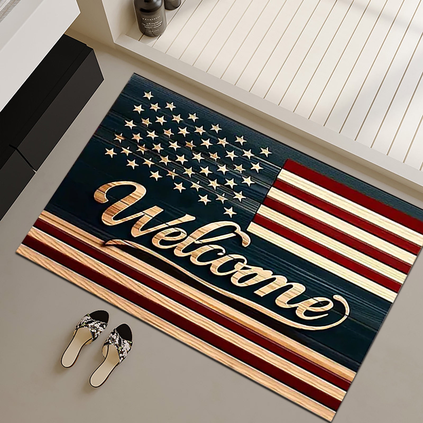USA Flag Doormat | Flat Non-Slip Diatom Mud Welcome Mat | Machine ...