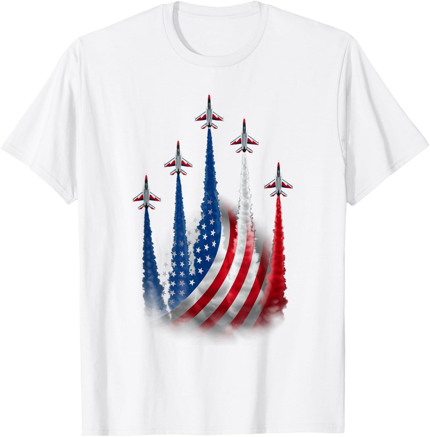 USA Flag Fighter Jets Shirt – Patriotic Red White Blue 4th of July T ...