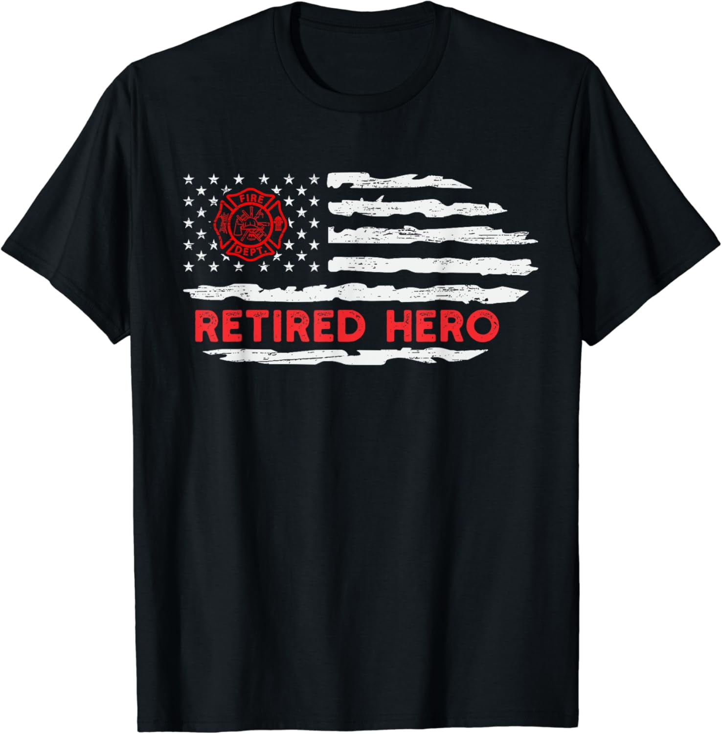 USA Flag Firefighter Retired Hero Fireman Retirement Vintage T-Shirt ...