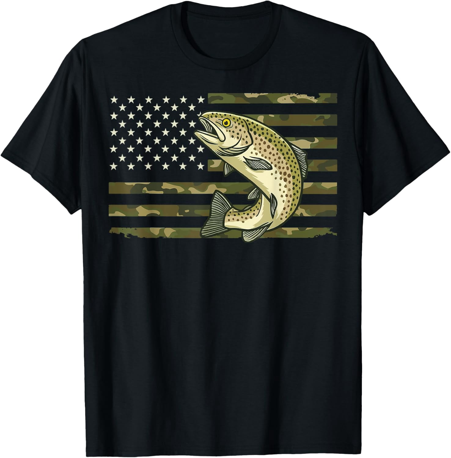 USA Flag Fish America Bass Fishing T-Shirt - Walmart.com