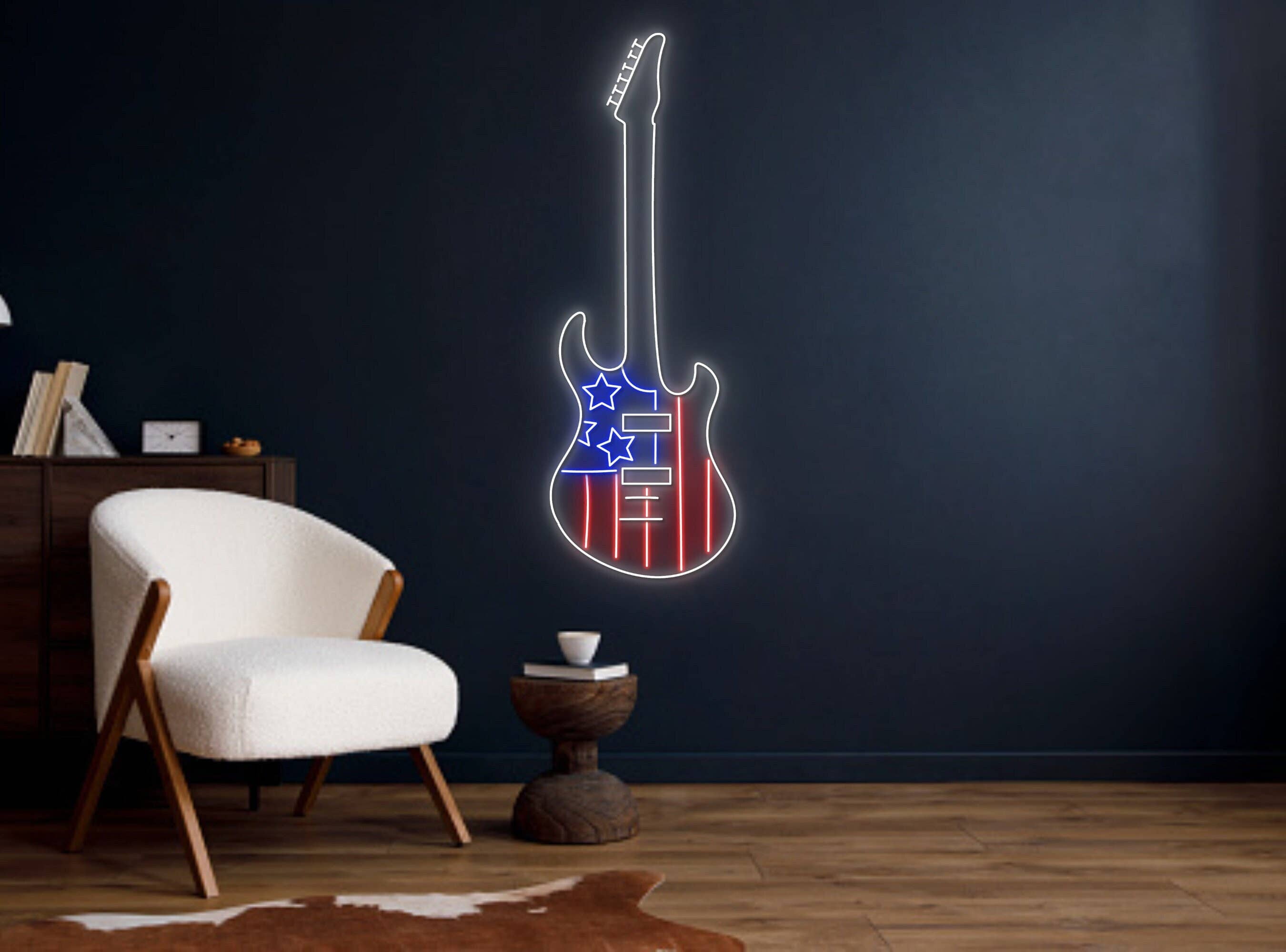 USA Flag Guitar Neon Sign, Studio Wall Decor - Walmart.com