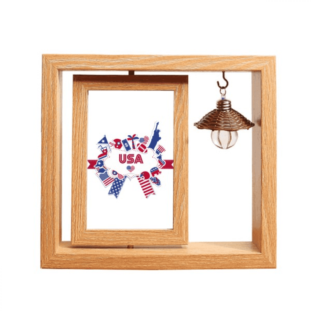 USA Flag Independence Day Celebration Wooden Rotating Picture Photo ...