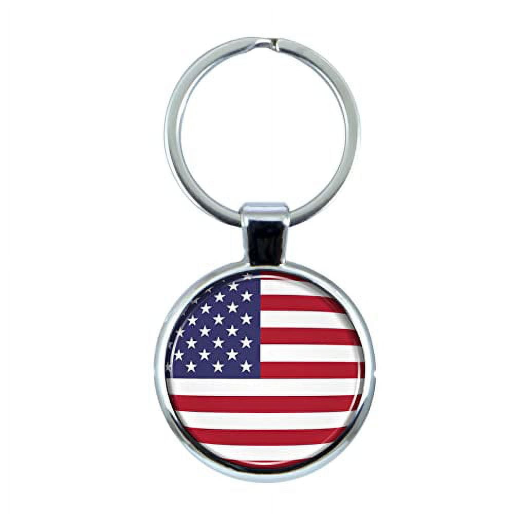 USA Flag Keychain with Epoxy Dome and Metal Keyring - Walmart.com