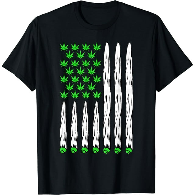 USA Flag Marijuana Funny Weed Leaf Flag Cannabis 4th Of July T-Shirt - Walmart.com