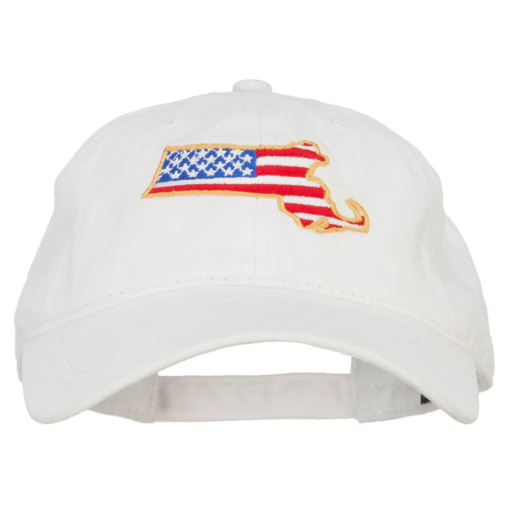 USA Flag Massachusetts Map Embroidered Washed Buckle Cap - White OSFM ...