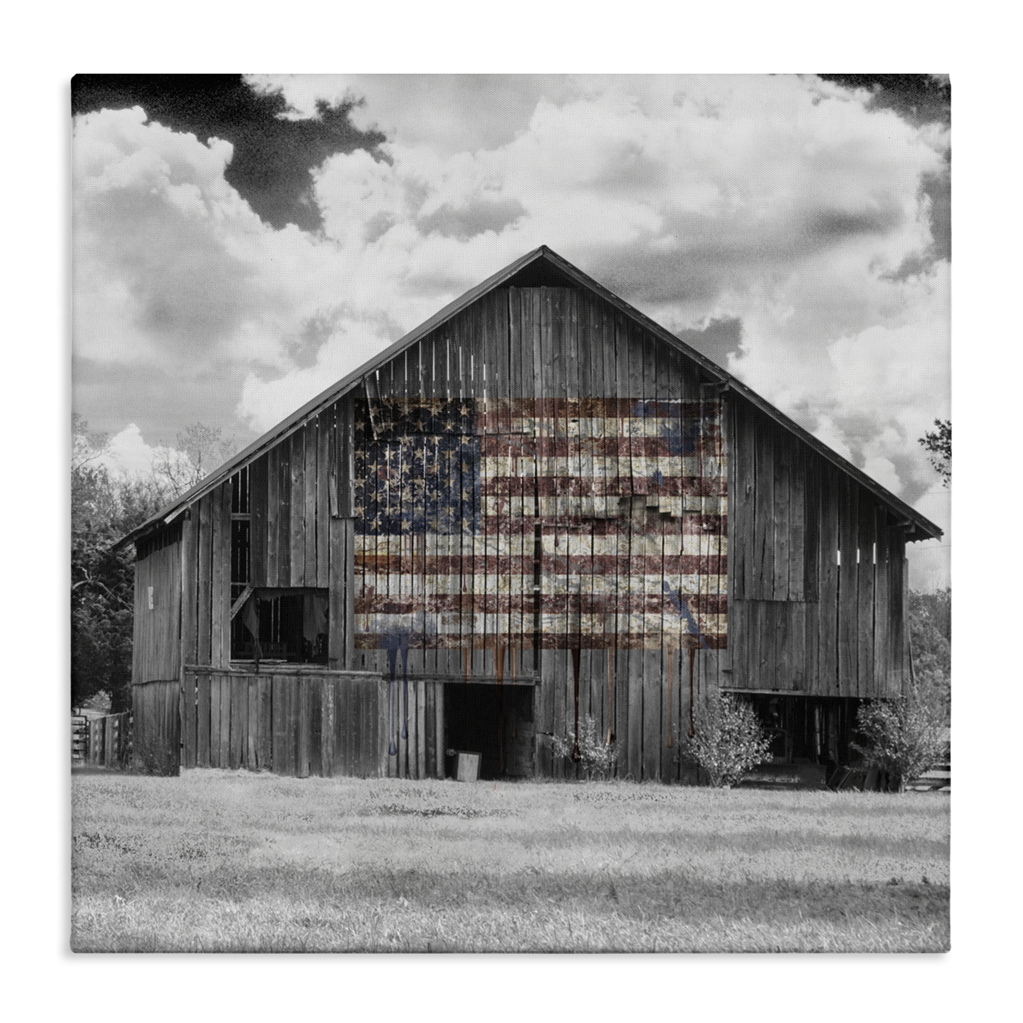 USA Flag Monochrome Barn Canvas Wall Art, design by Decent Exposures ...