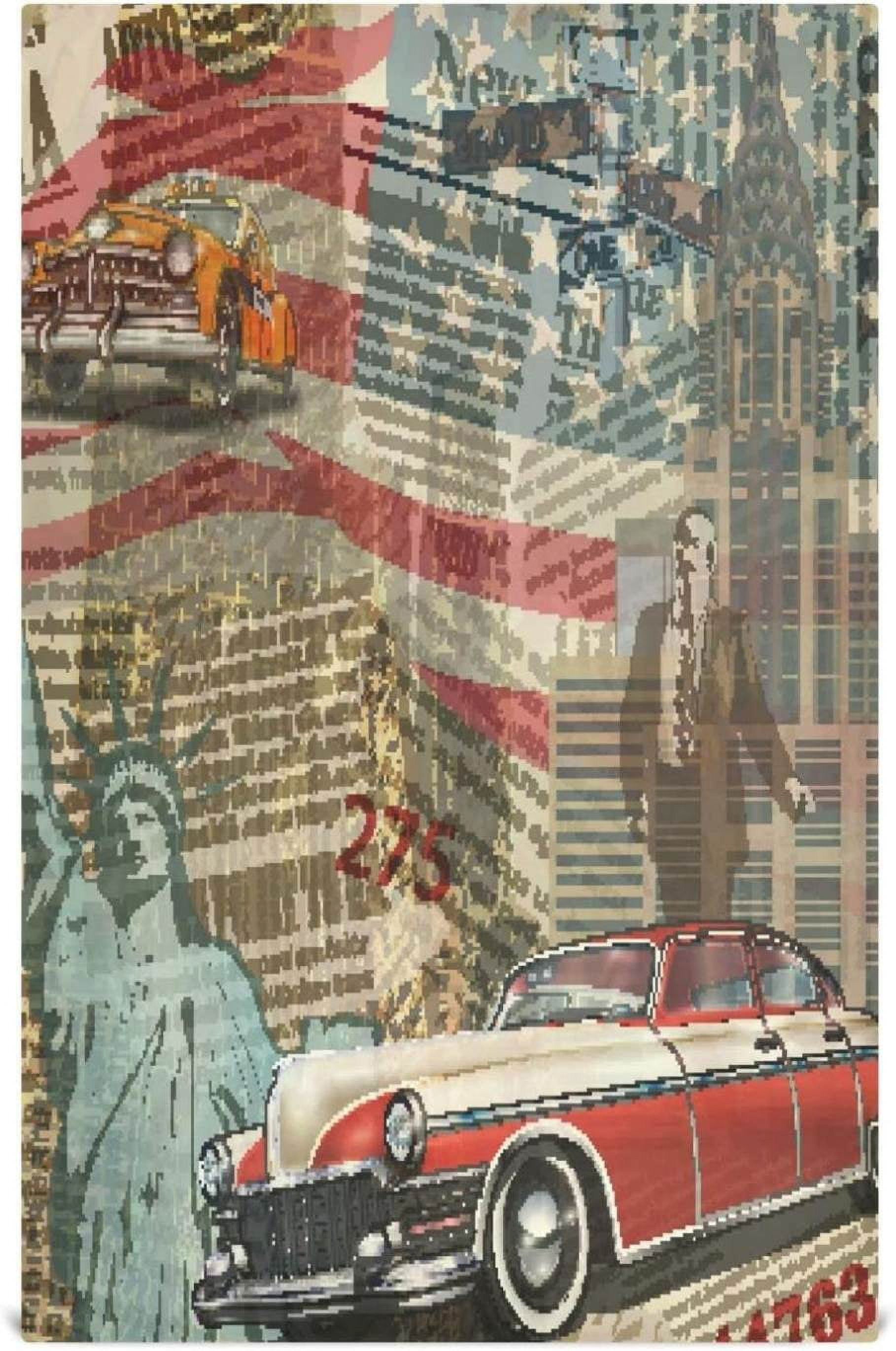 USA Flag Newspaper Tea Towels 4 Pack Vintage Style Kitchen Dish Cloth with Hanging Loop, 18"x28 ...