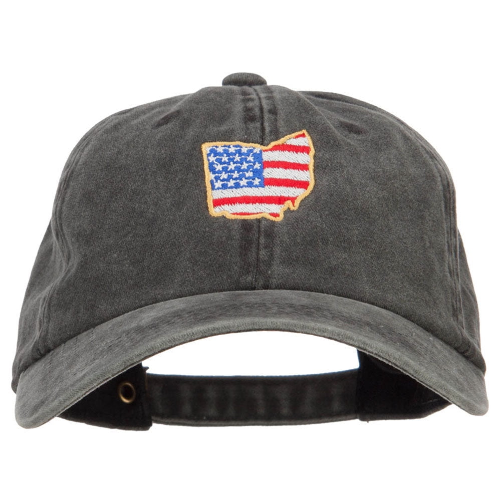 USA Flag Ohio Map Embroidered Washed Buckle Cap - Black OSFM - Walmart.com