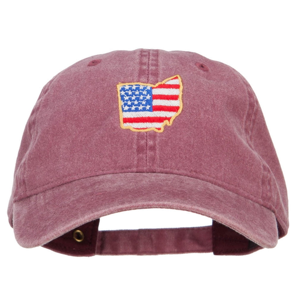 USA Flag Ohio Map Embroidered Washed Buckle Cap - Maroon OSFM - Walmart.com
