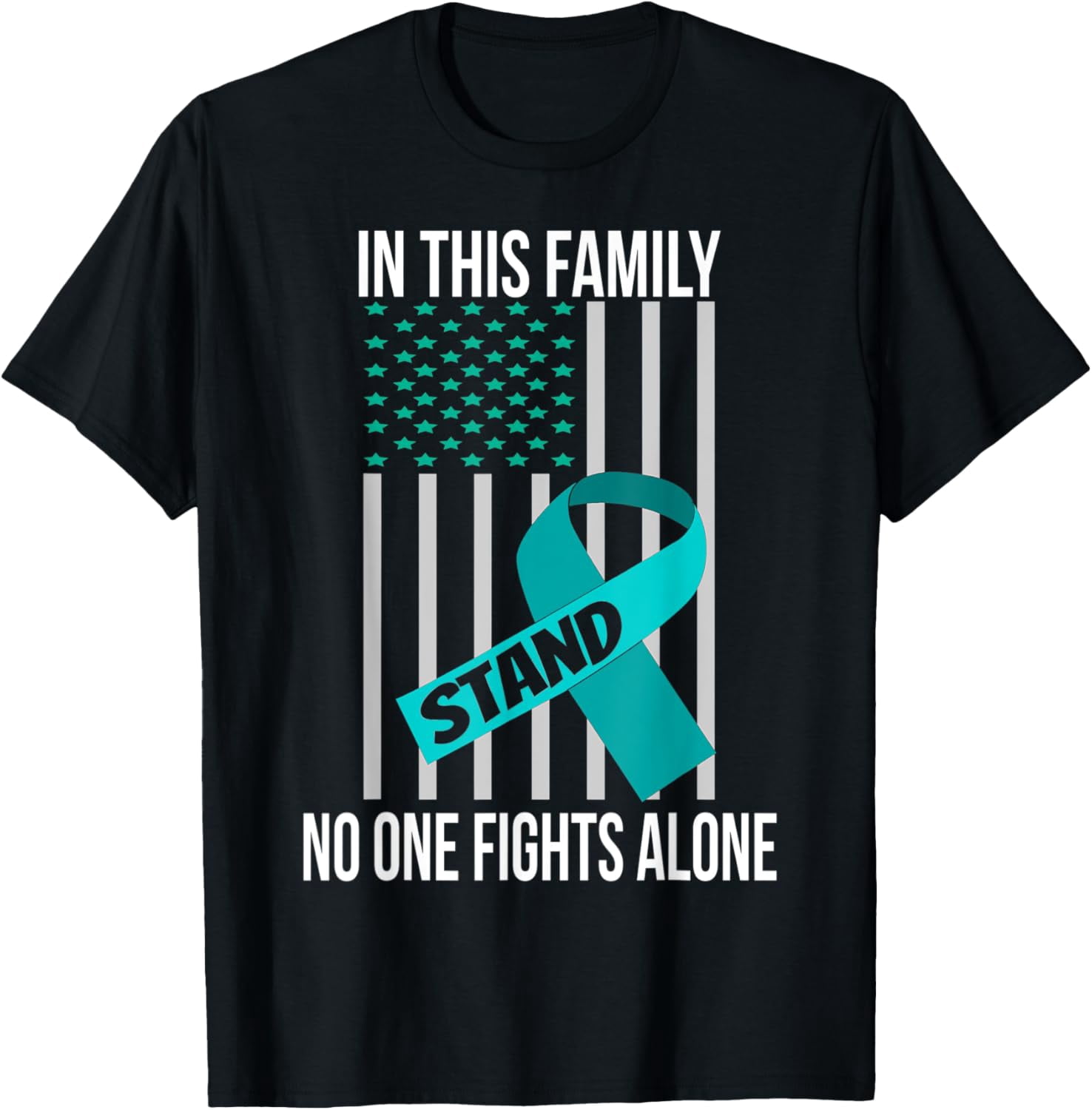 USA Flag PCOS Teal Ribbon Polycystic Ovary Syndrome T-Shirt - Walmart.com