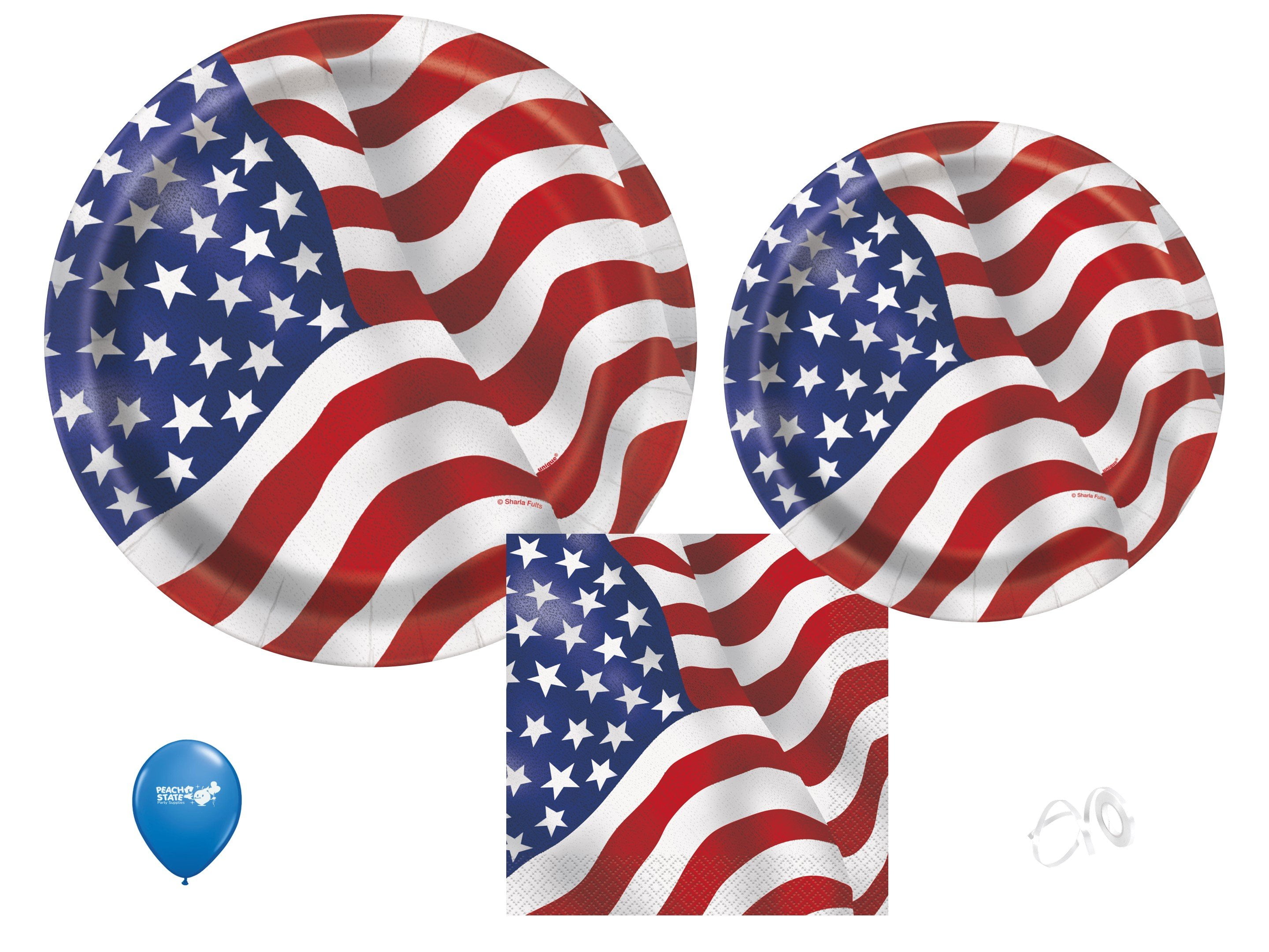 USA Flag Patriotic 4th of July Party Supplies Pack USA Flag Plates USA ...